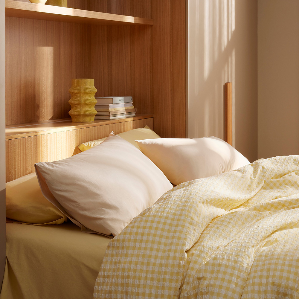 Talia French Butter Check Quilt Cover Set + Separates | Adairs
