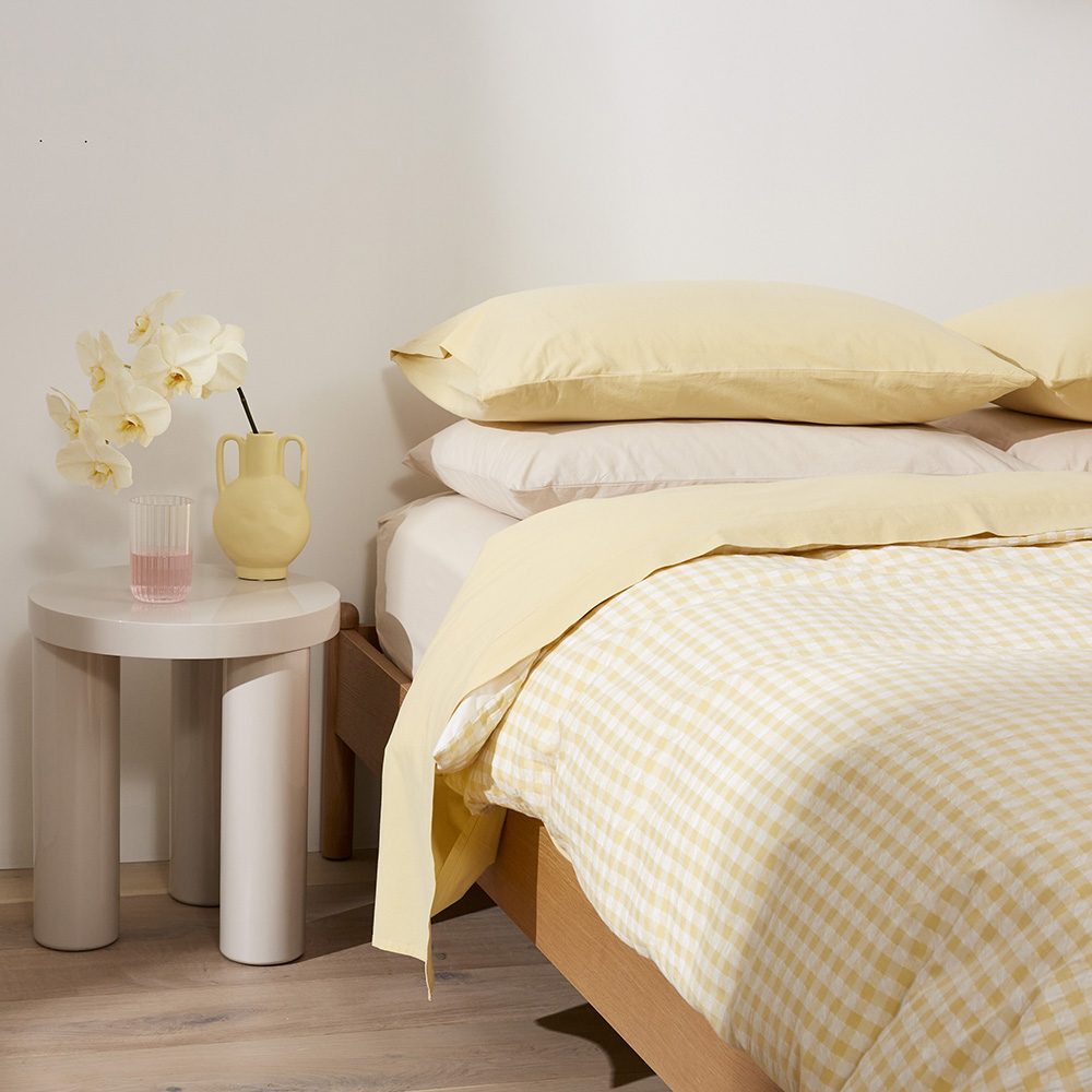 Talia French Butter Check Quilt Cover Set + Separates | Adairs
