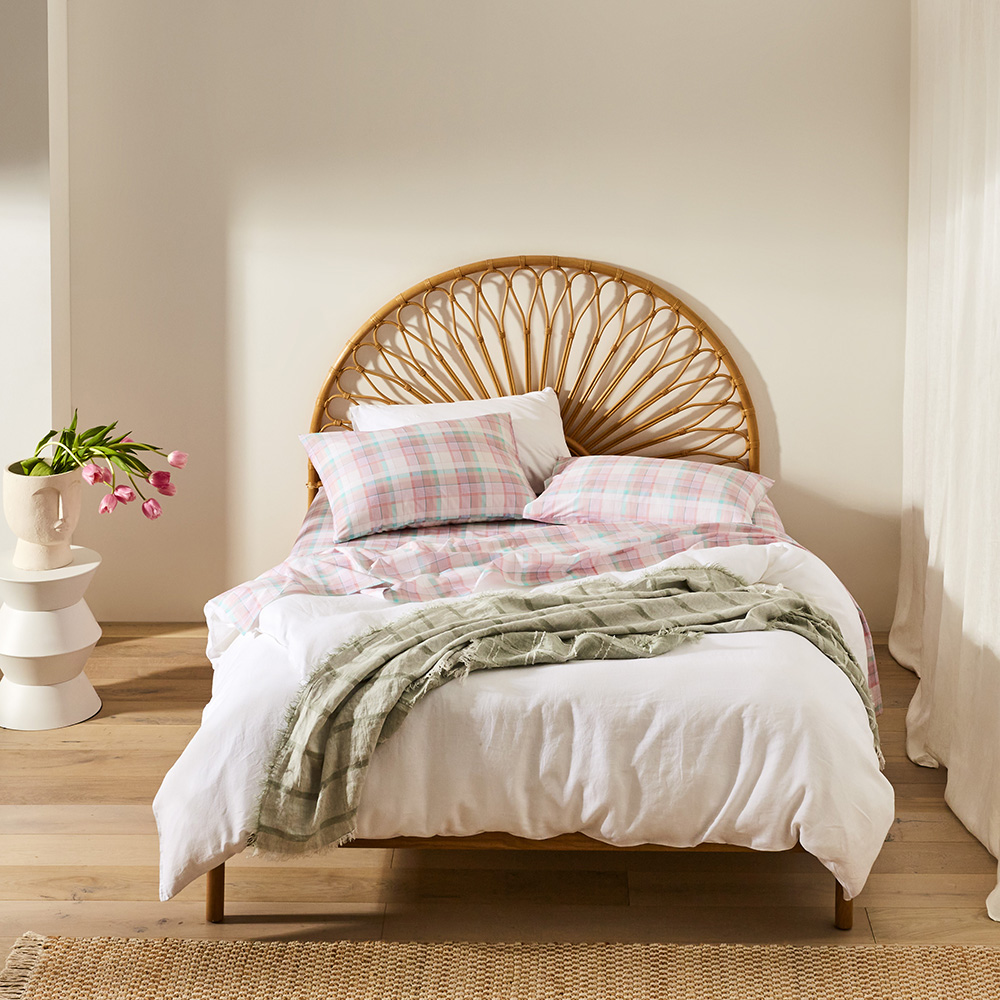 Coral Check Printed Sheet Set | Adairs