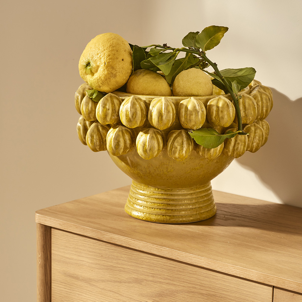 Citron Yellow Footed Vase | Adairs