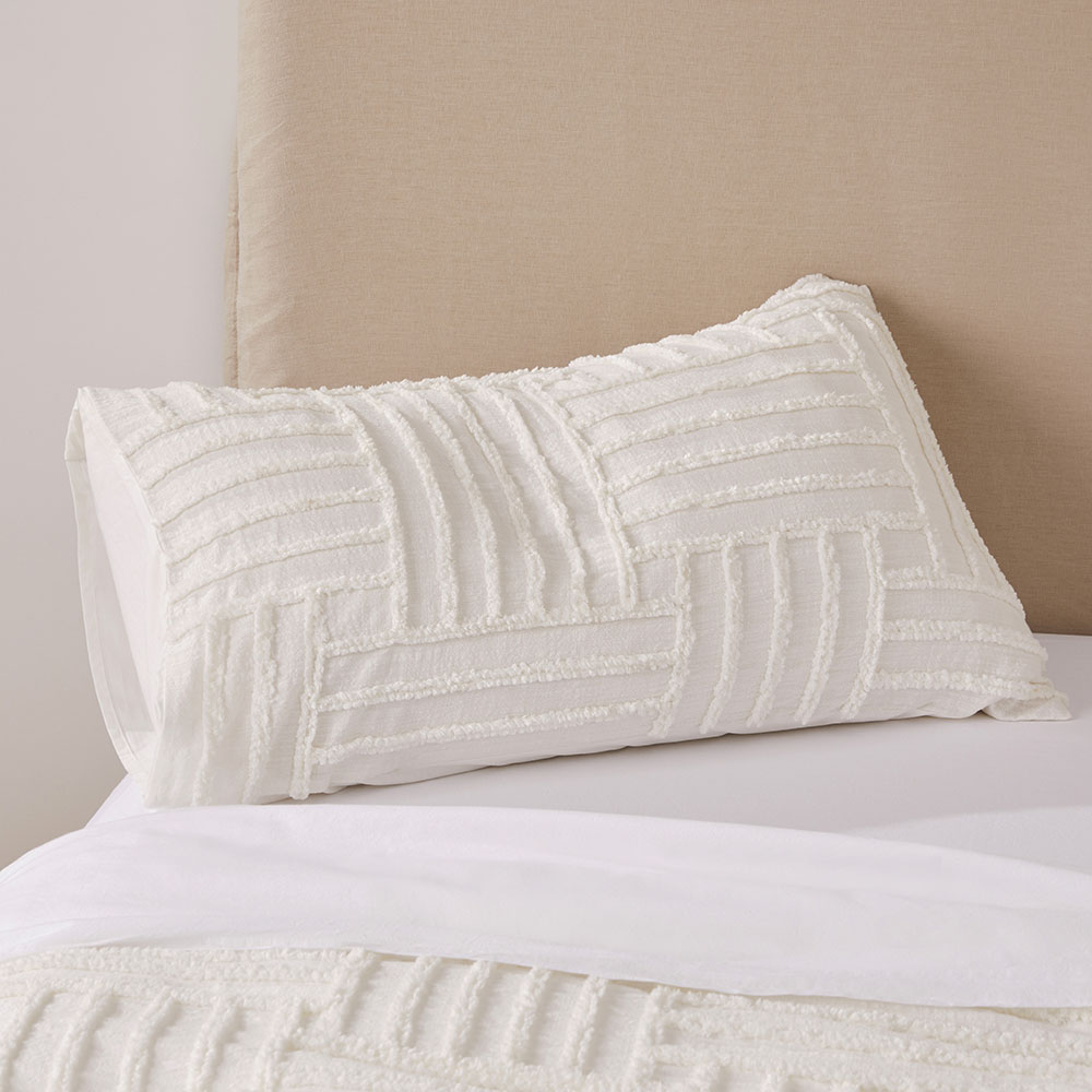 Drew White Tufted Pillowcases | Adairs