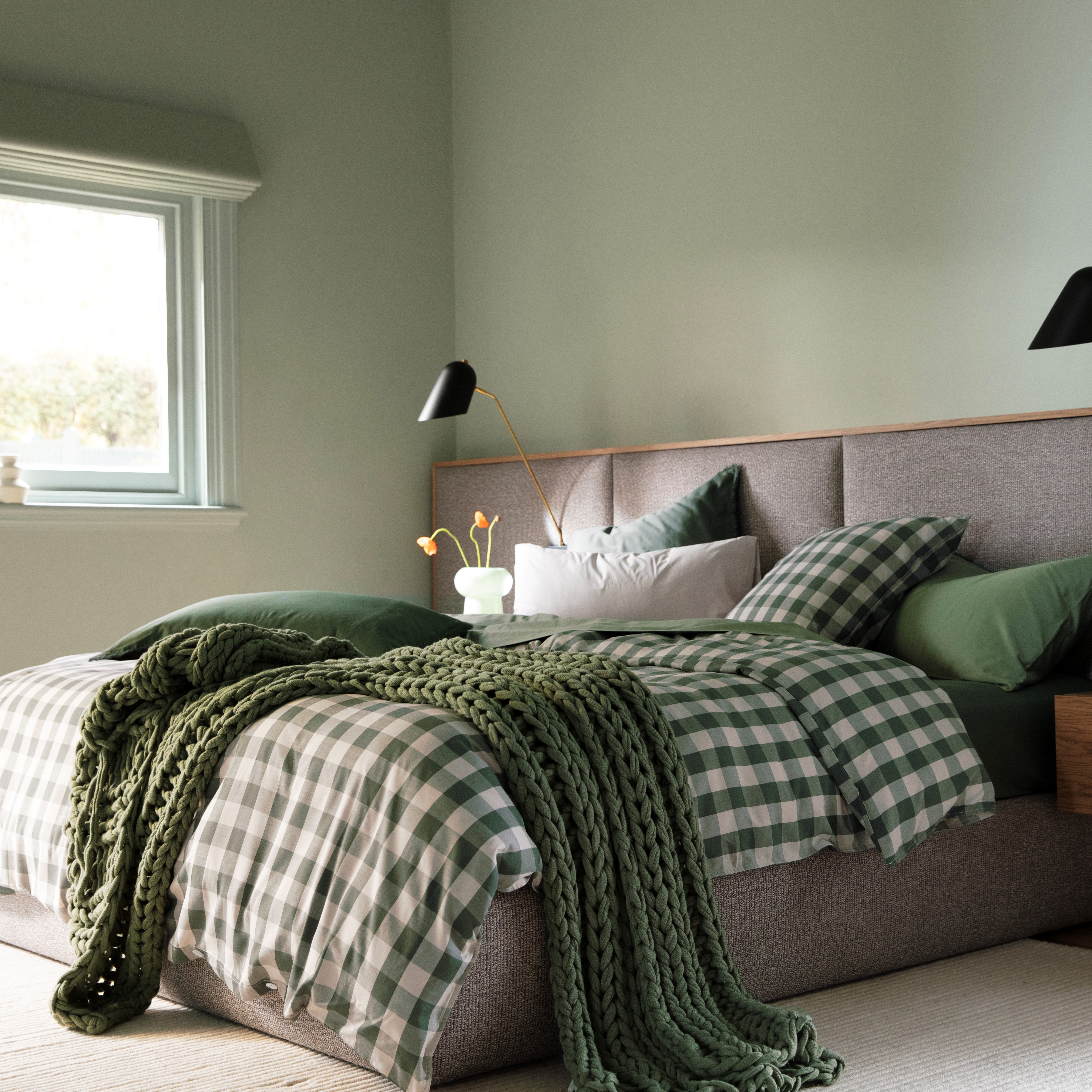 Bamboo Linen Cypress Check Quilt Cover Separates | Adairs