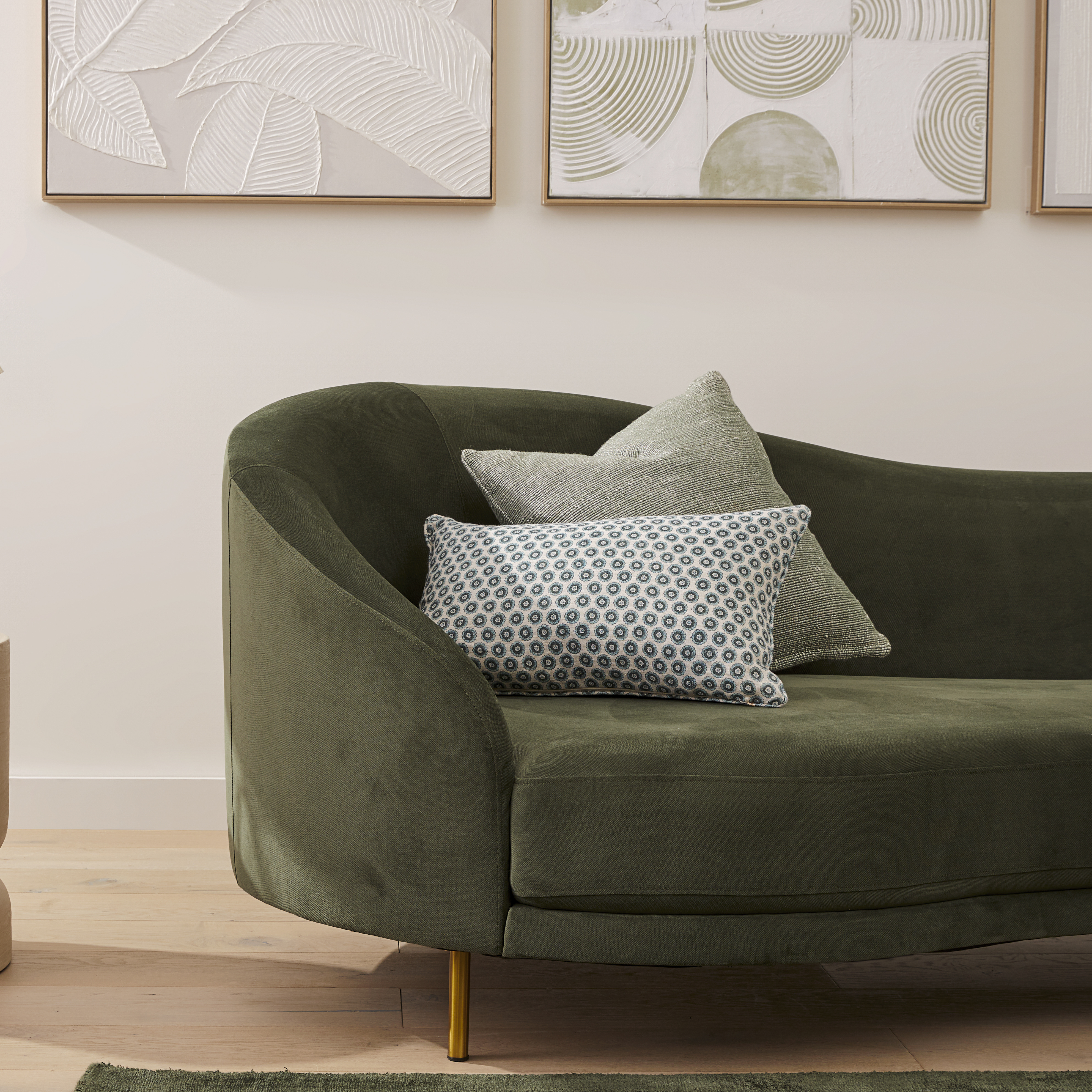 Woodblock Sage Floral Cushion | Adairs