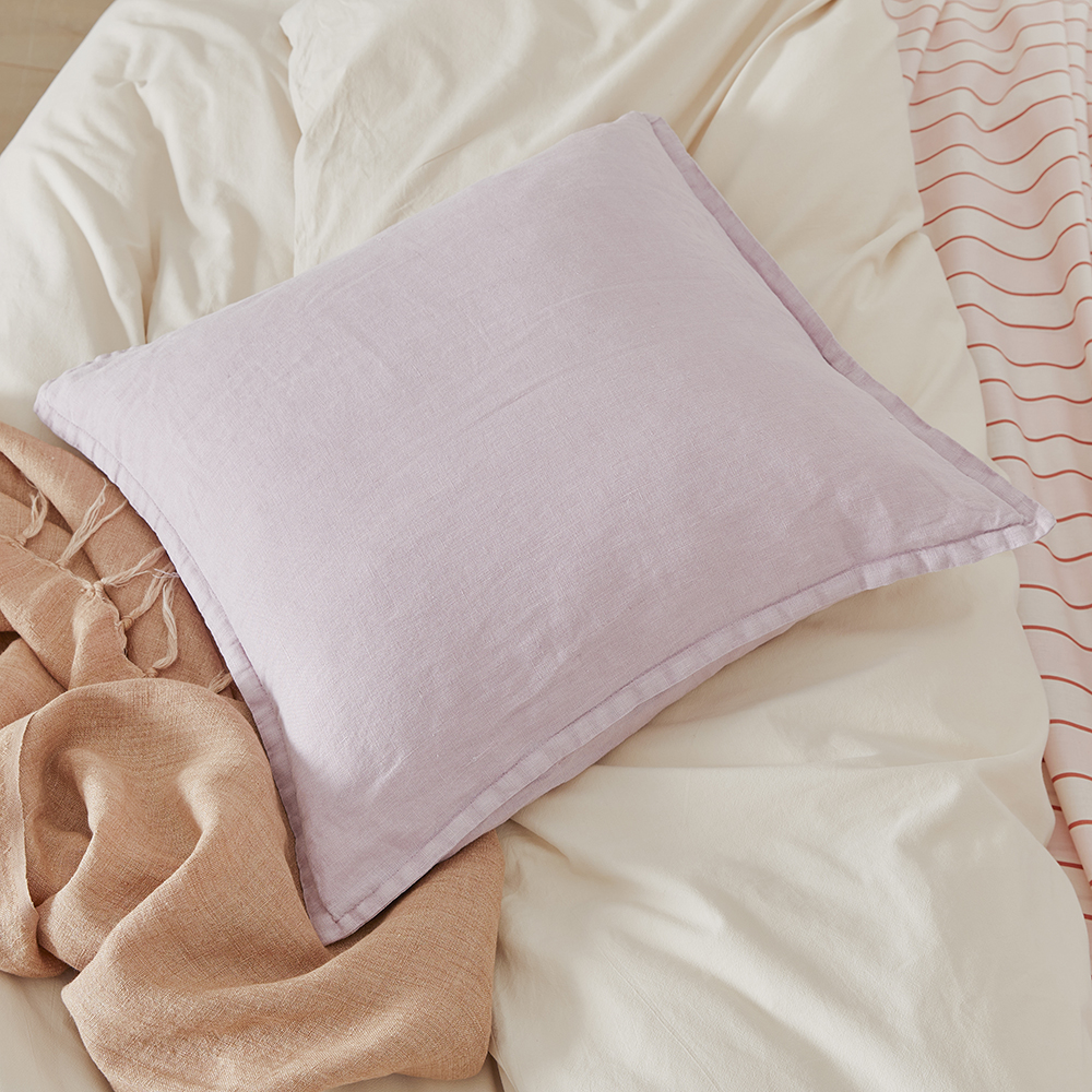 Belgian Vintage Washed Linen Lilac Cushion | Adairs
