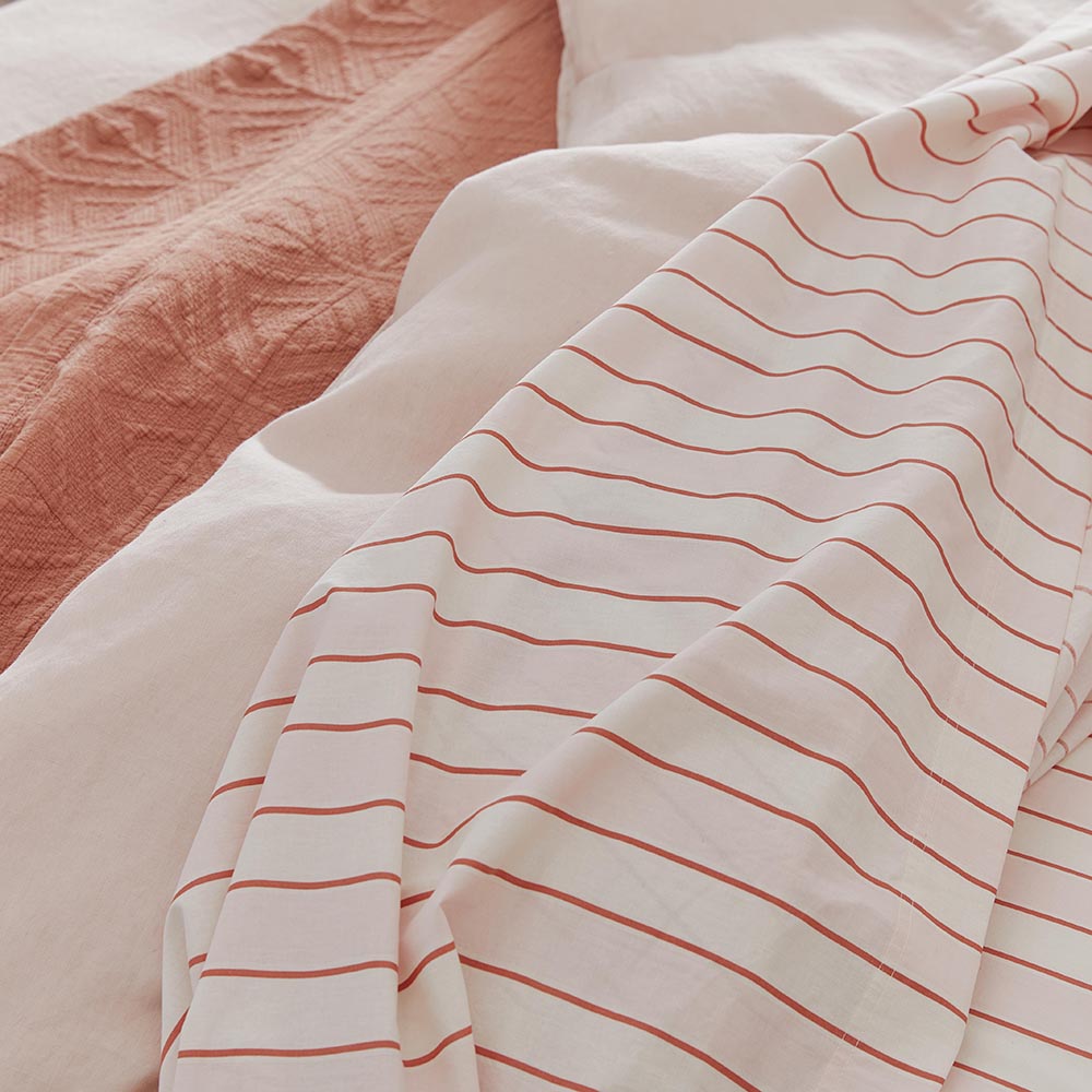 Stonewashed Cotton Sunset Stripe Paprika Sheet Separates | Adairs