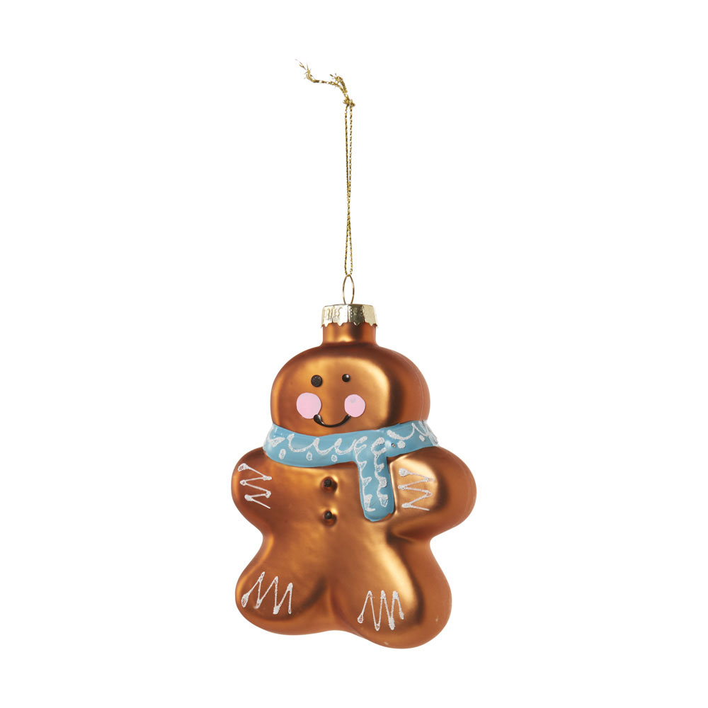 Christmas Fun Gingerbread Man Antiqued Glass Decoration | Adairs