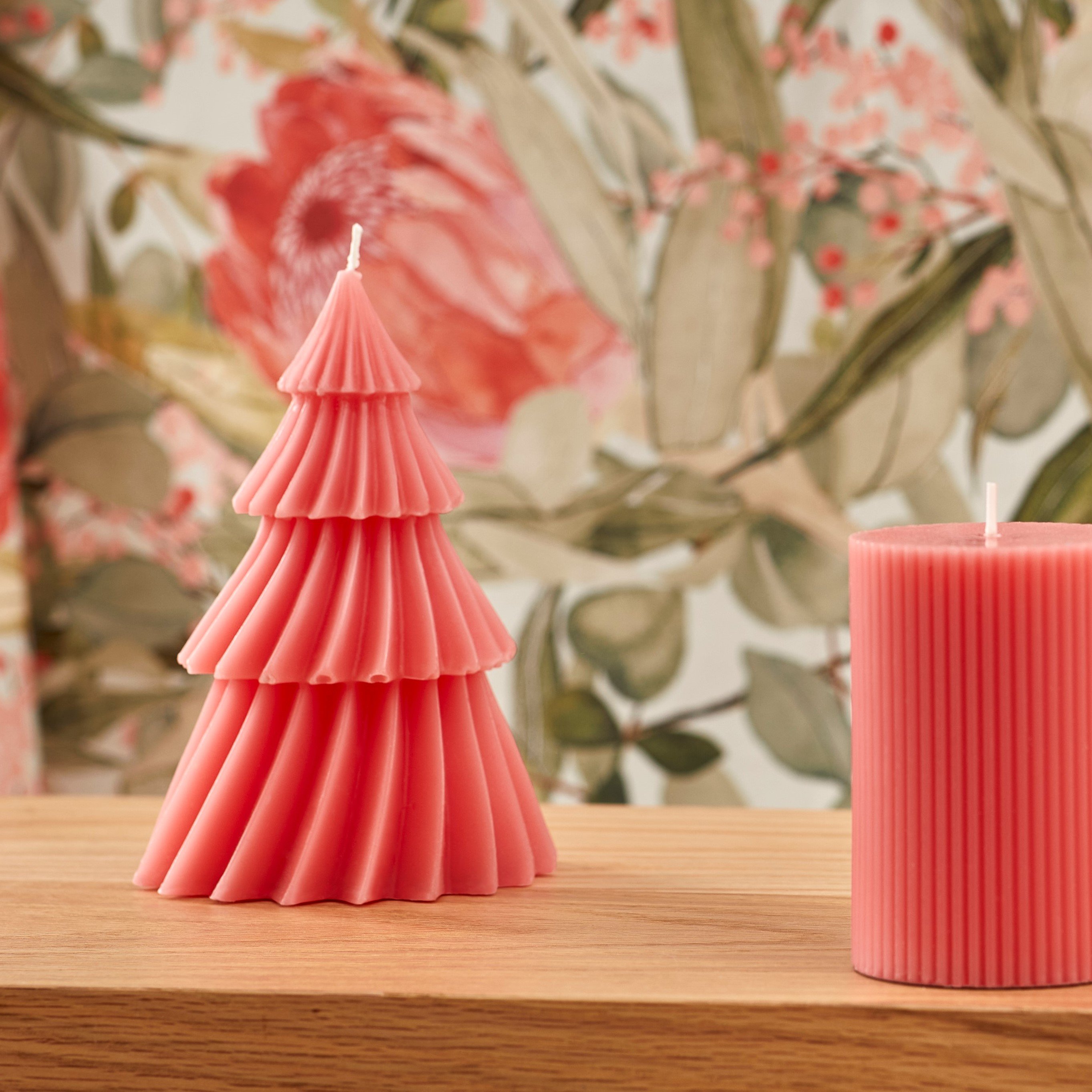 Christmas Tree Coral Candle | Adairs