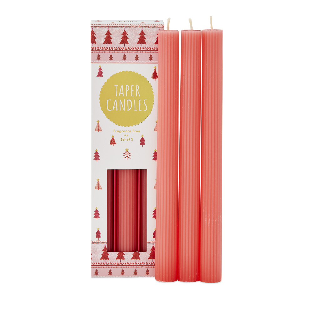 Christmas Coral Taper Candles Pack of 3 | Adairs