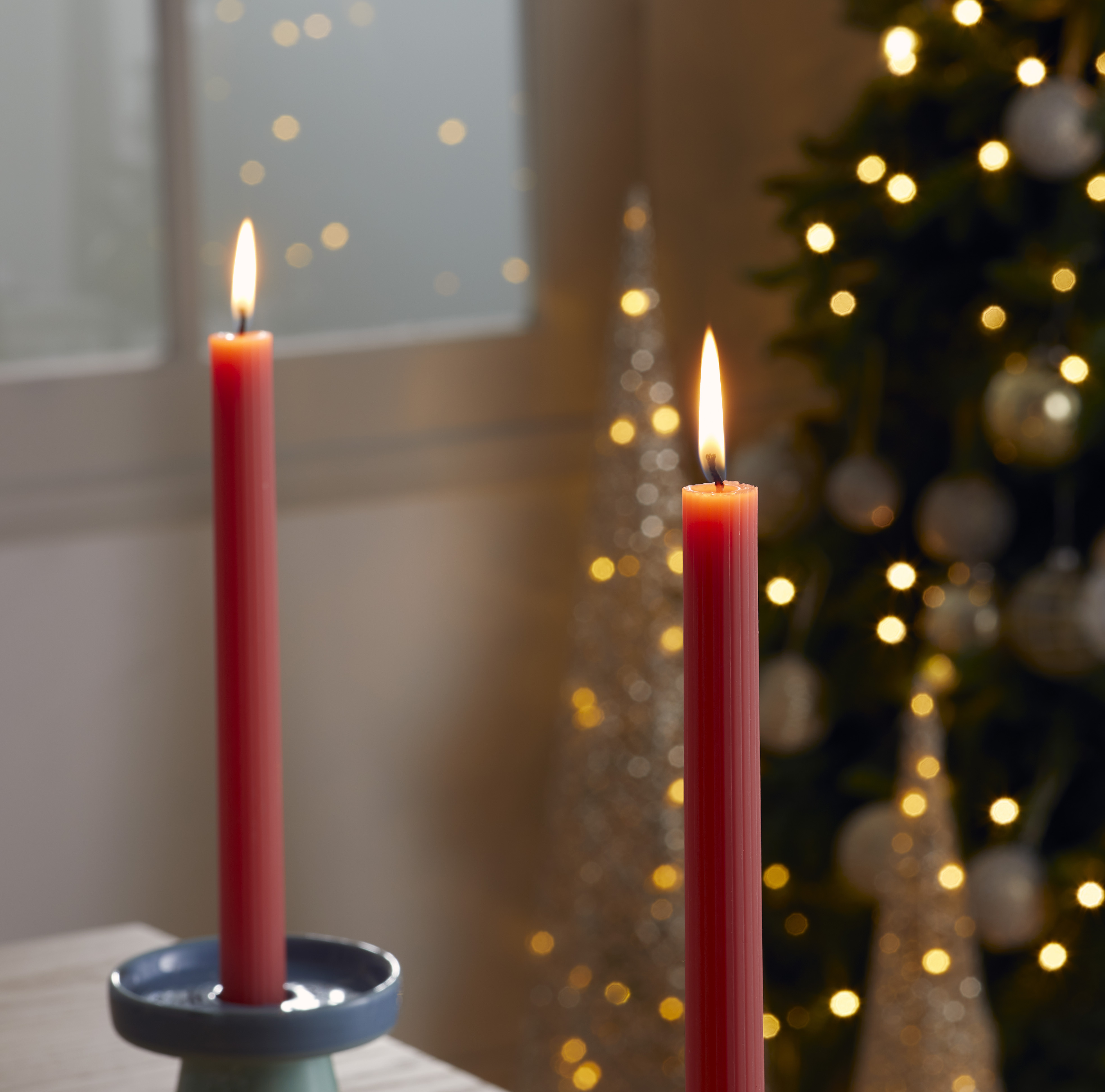 Christmas Coral Taper Candles Pack of 3 | Adairs