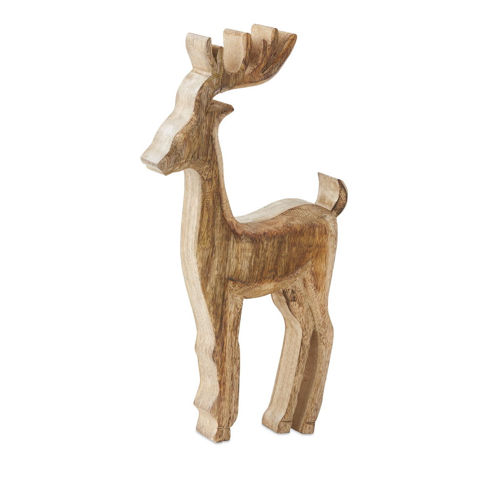 Carved Natural Standing Timber Reindeer | Adairs