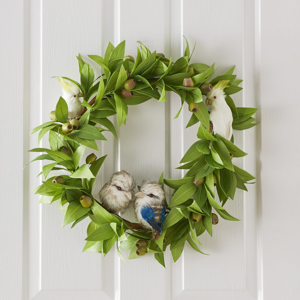 Eucalyptus Green Christmas Fun Bird Wreath | Adairs