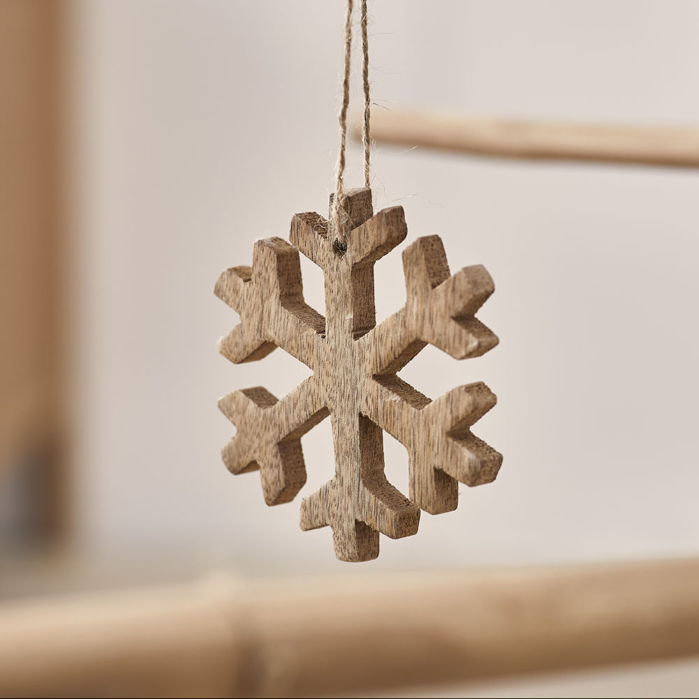 Hanging Silver Timber Snowflake | Adairs