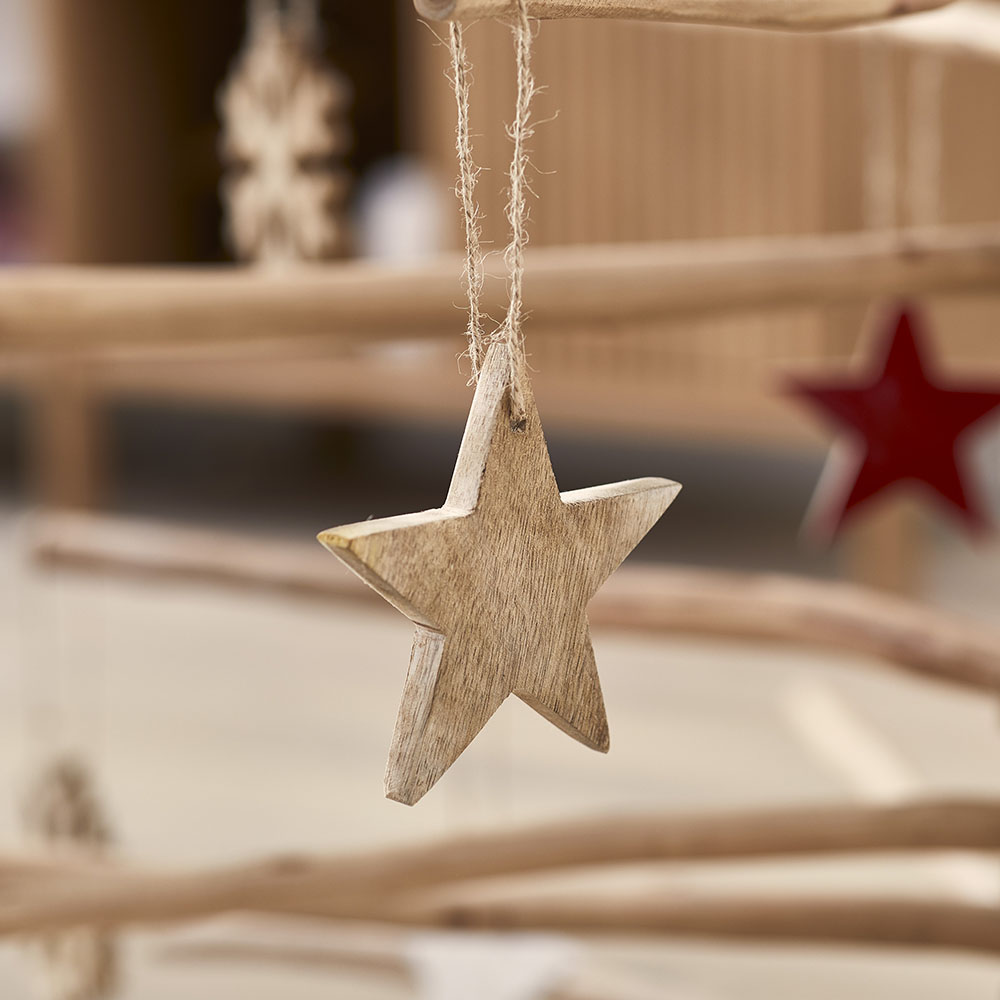Hanging Natural Timber Star | Adairs