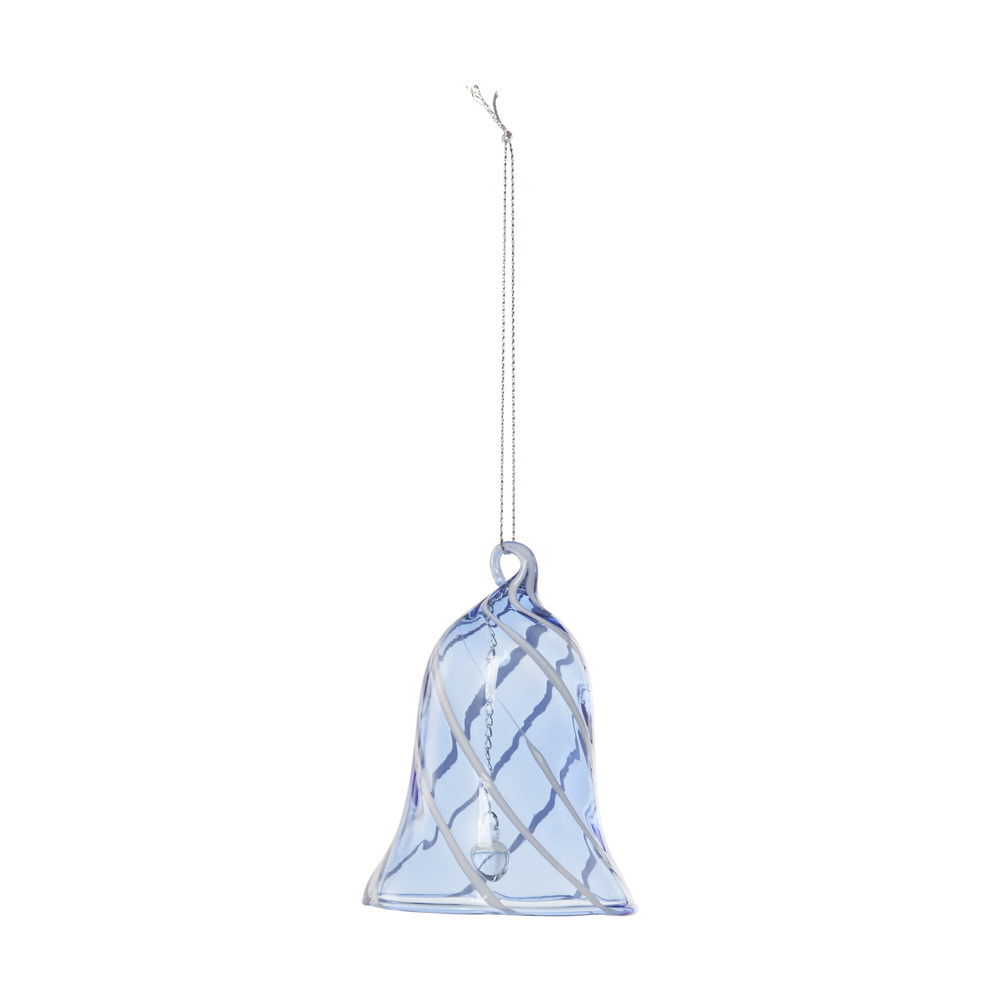 Luxe Swirl Blue & White Glass Bell Ornament | Adairs