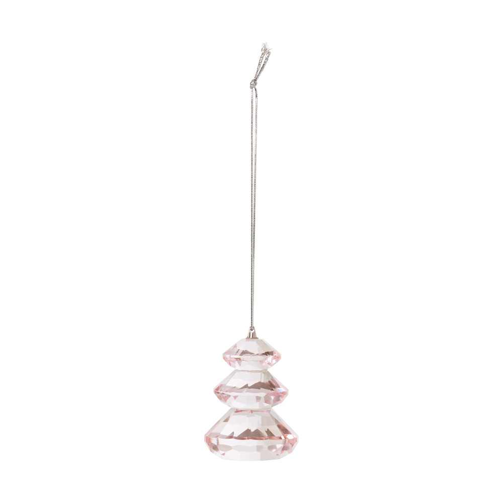 Whimsical Pink Cut Glass Tree Drop Ornament | Adairs