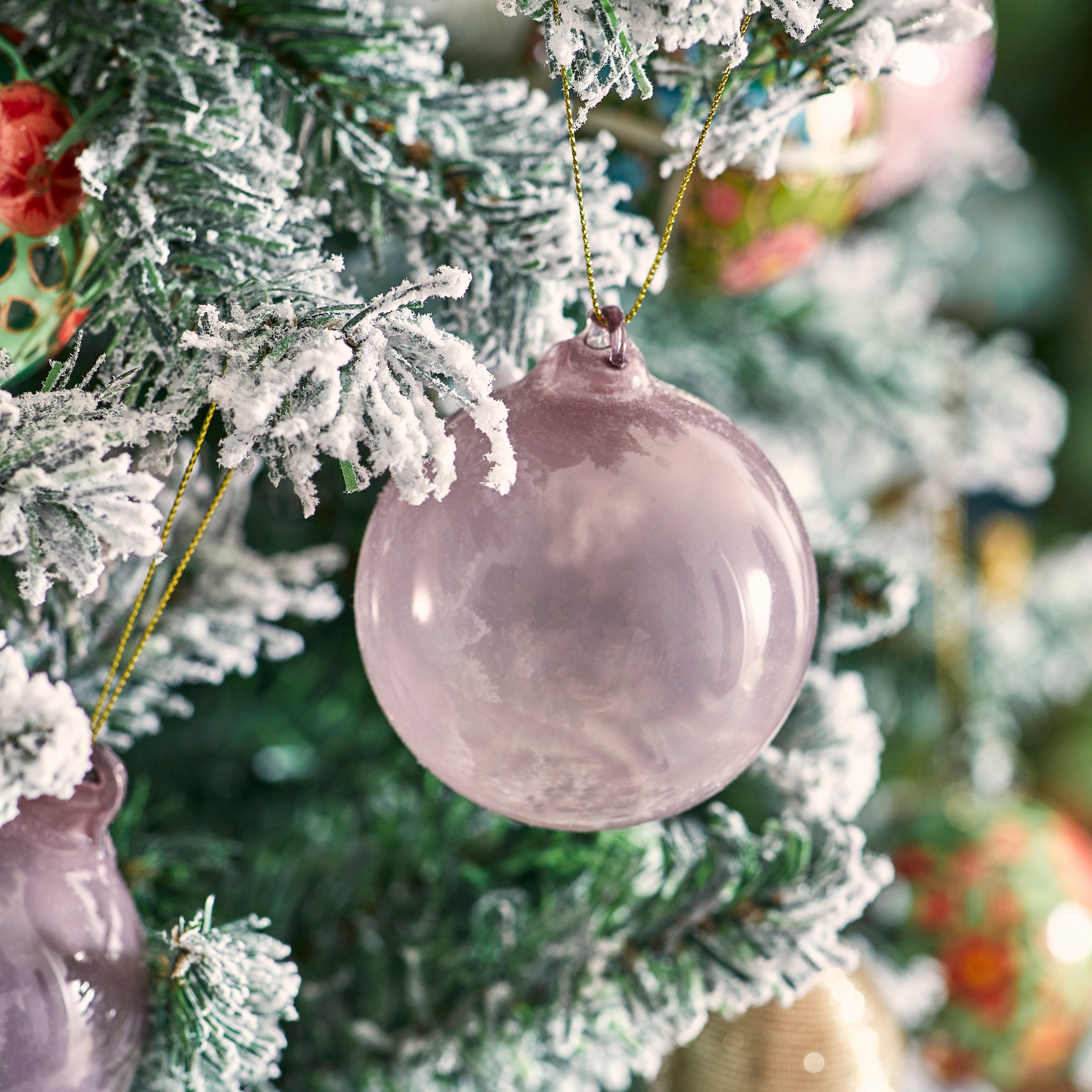 Whimsical Smoked Mauve Glass Bauble | Adairs