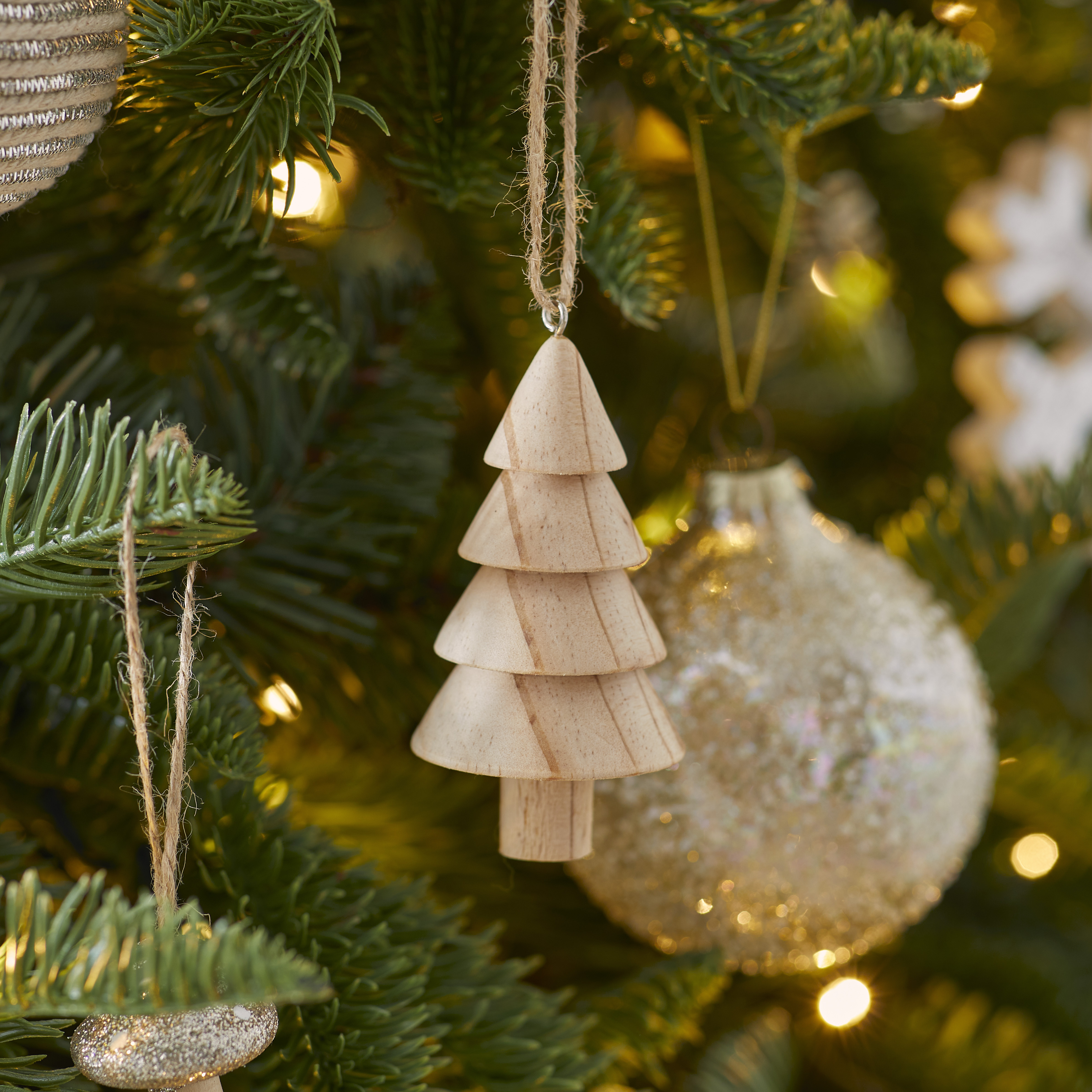 Turned Natural Timber Tree Decoration | Adairs