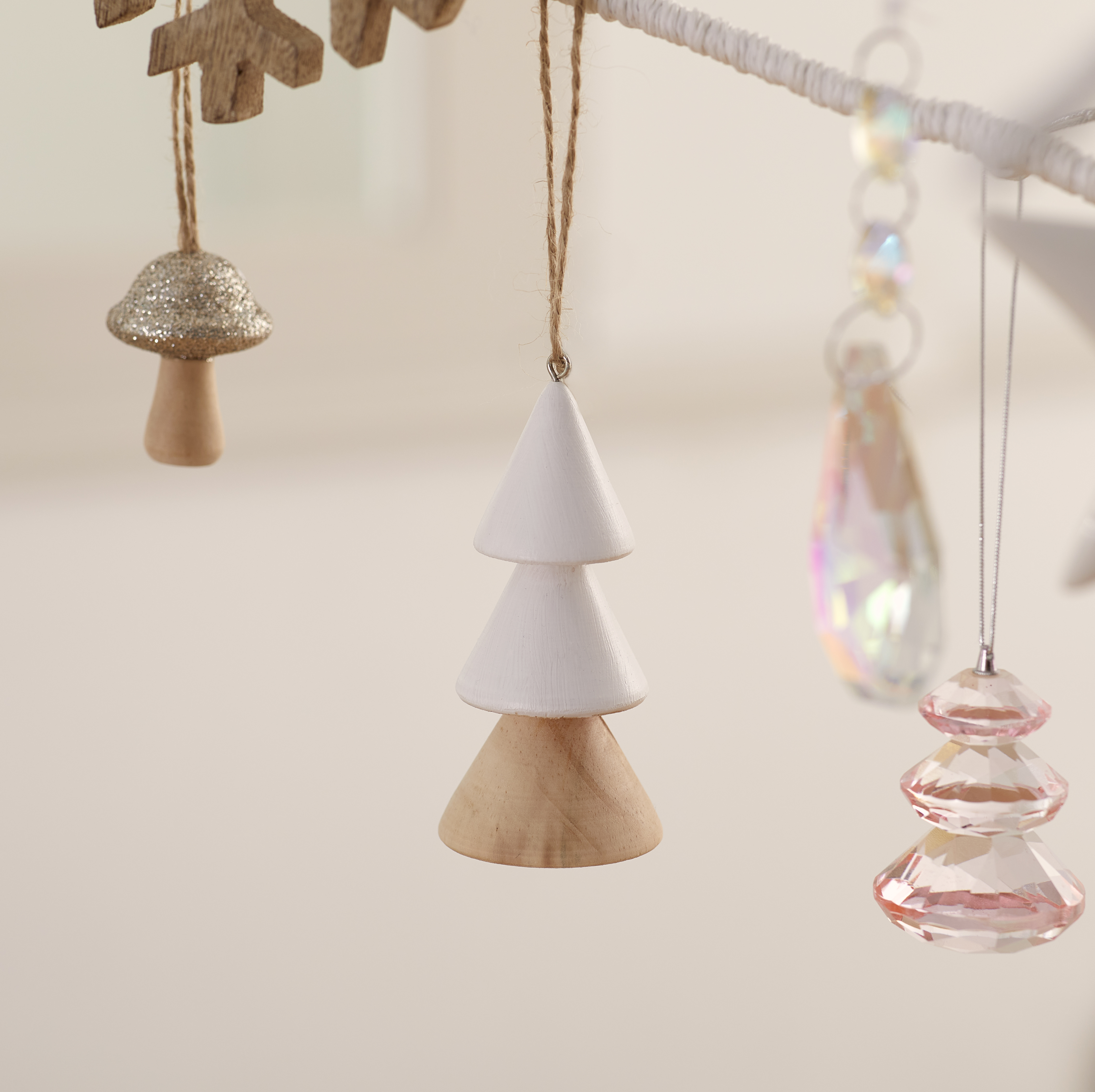 Turned White & Natural Timber Tree Decoration | Adairs