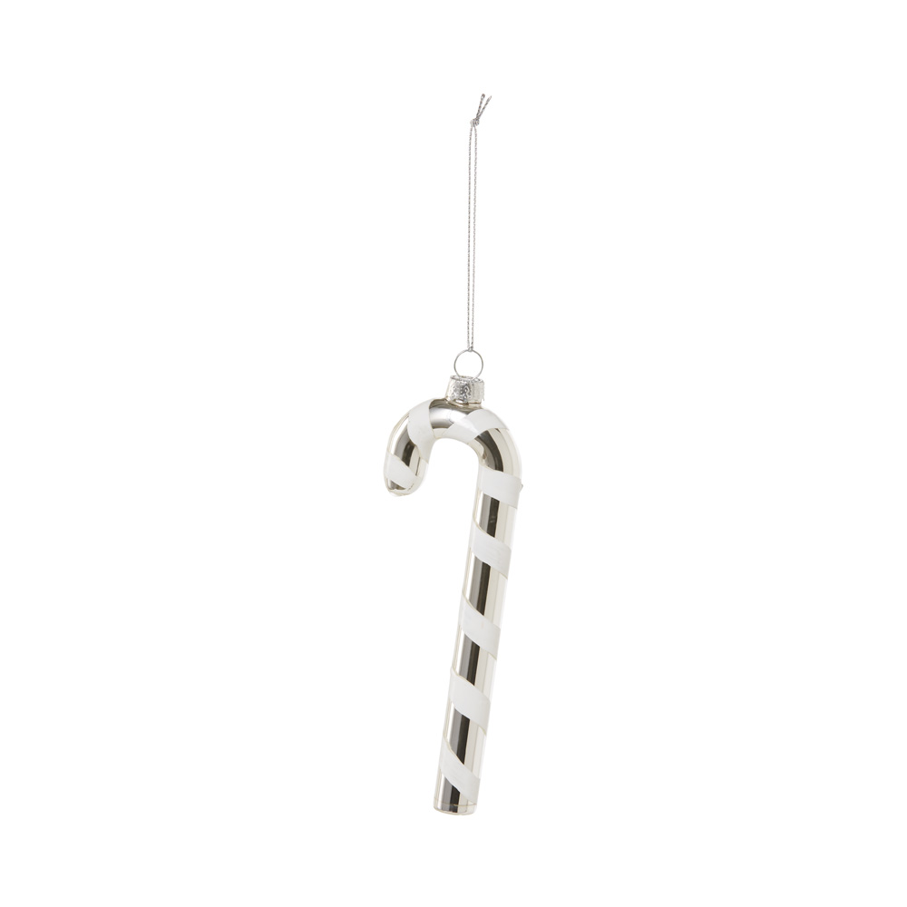 Luxe Silver & White Glass Candy Cane | Adairs