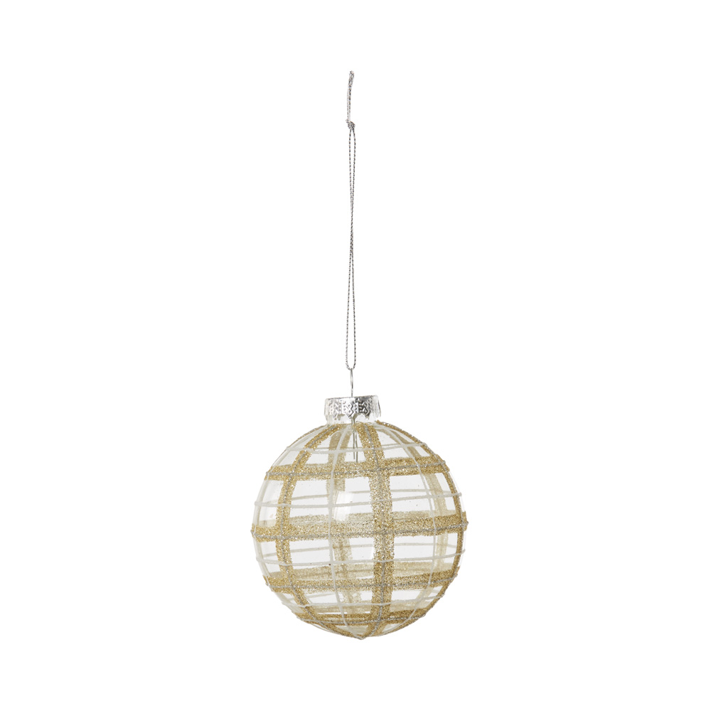 Glitter Gold Tartan Bauble | Adairs