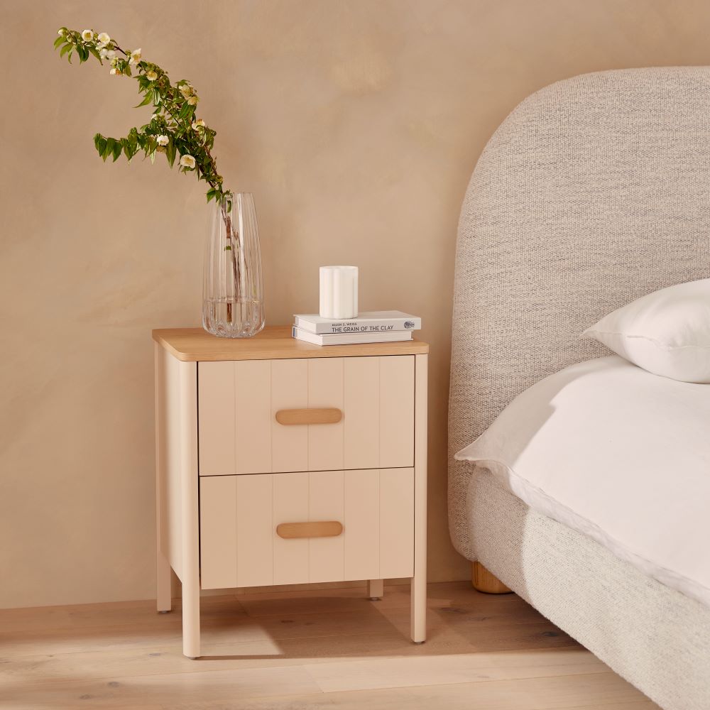 Harley Almond Bedside Table | Adairs