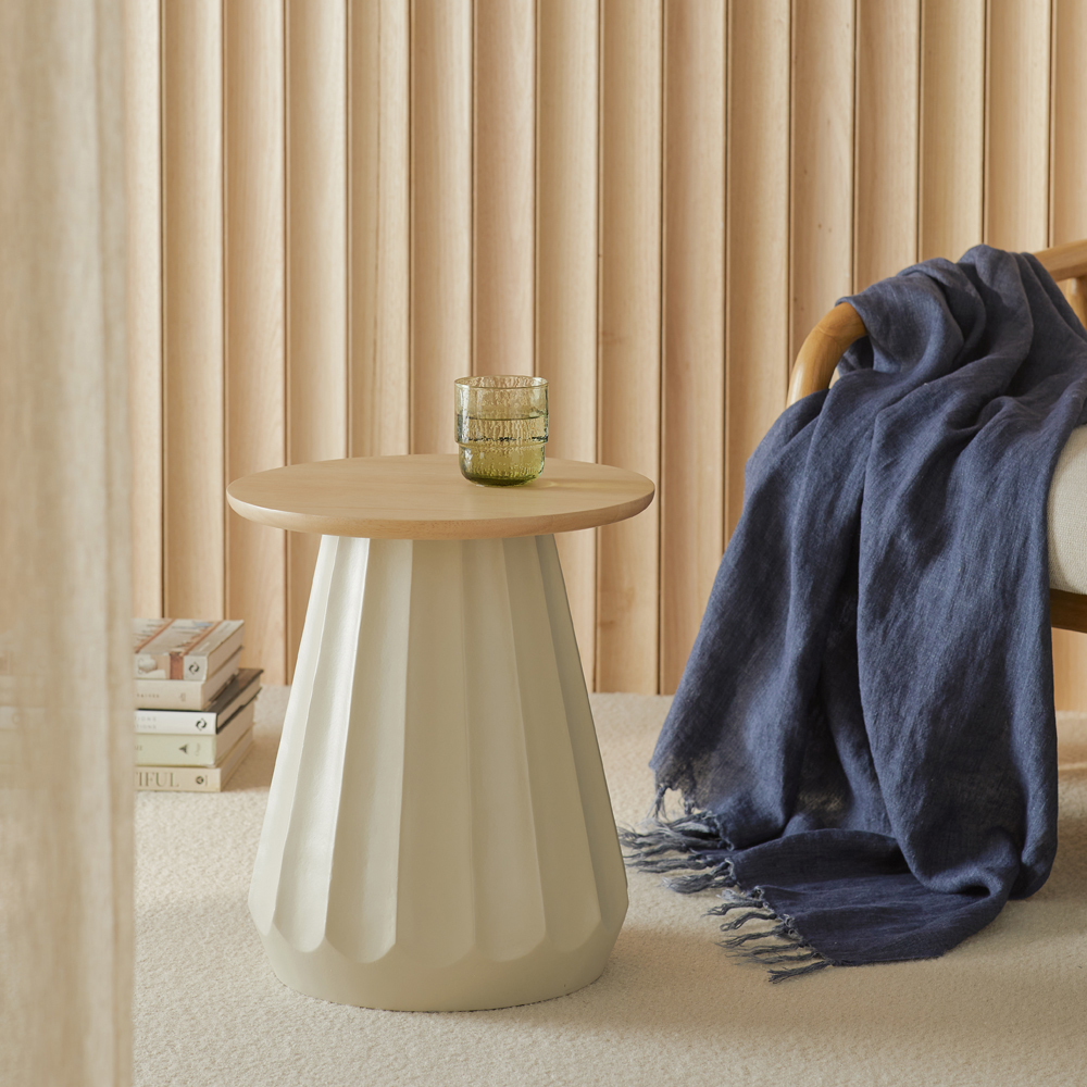 Neave Stone & Natural Side Table | Adairs