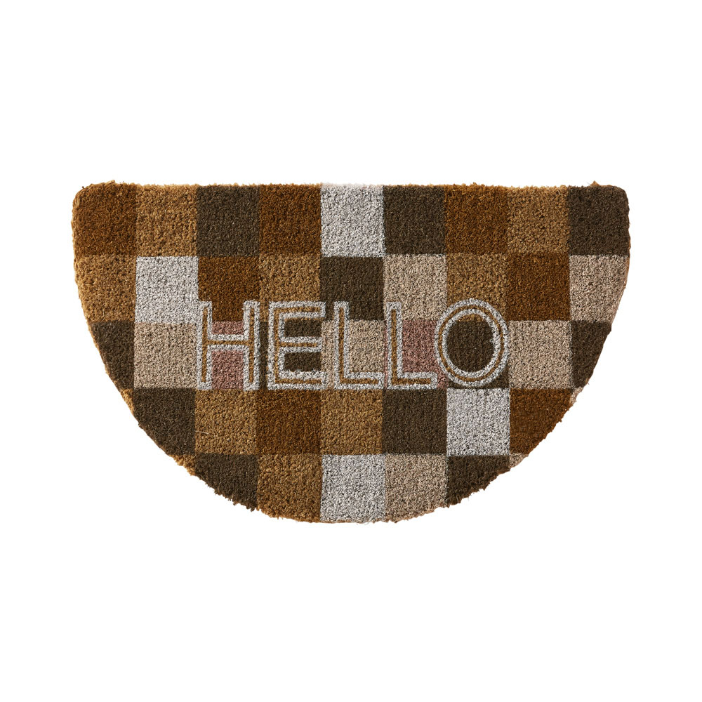 Coir Hello Check Doormat | Adairs