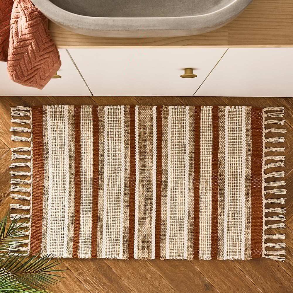 Henrietta Amber & Natural Stripe Indoor Mat | Adairs