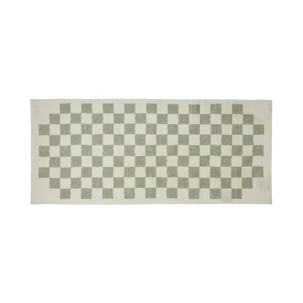 Supersoft Checkerboard Sage Washable Rug | Adairs
