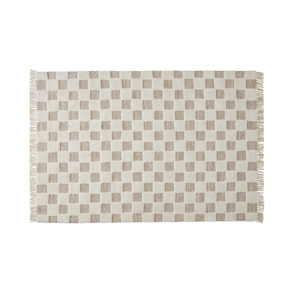 Archie Natural & Ivory Check Rug | Adairs