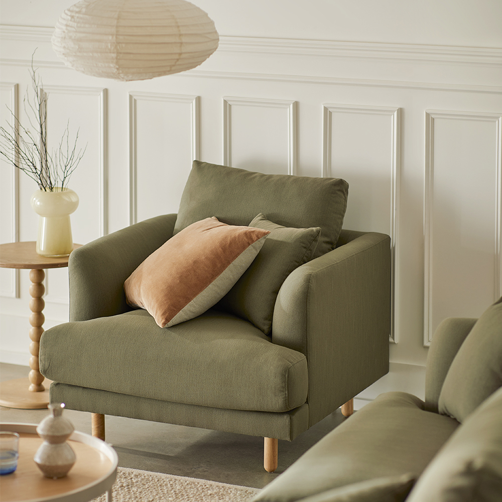 Virginia Khaki 1 Seater Sofa | Adairs
