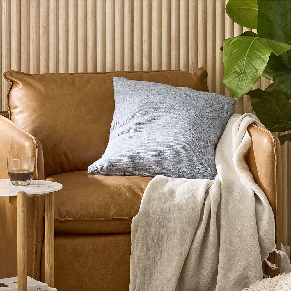 Caspian Denim & White Cushion | Adairs