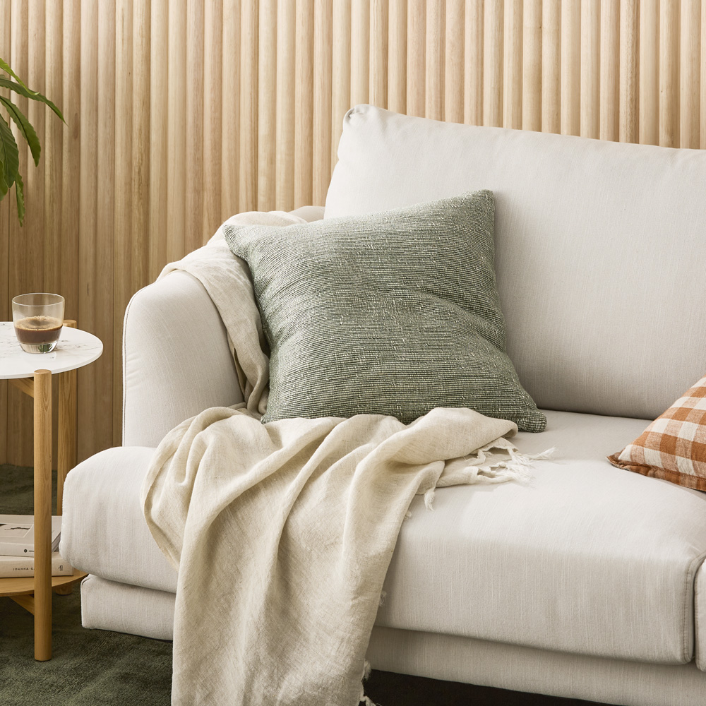 Caspian Denim & White Long Cushion | Homewares | Adairs
