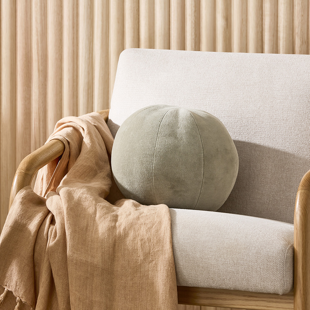 Bombay Sage Ball Velvet Cushion | Adairs