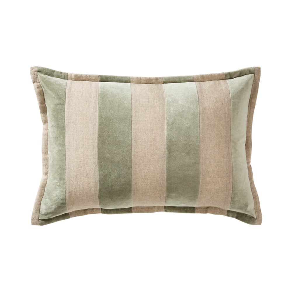 Bombay Sage Stripe Velvet Cushion | Adairs