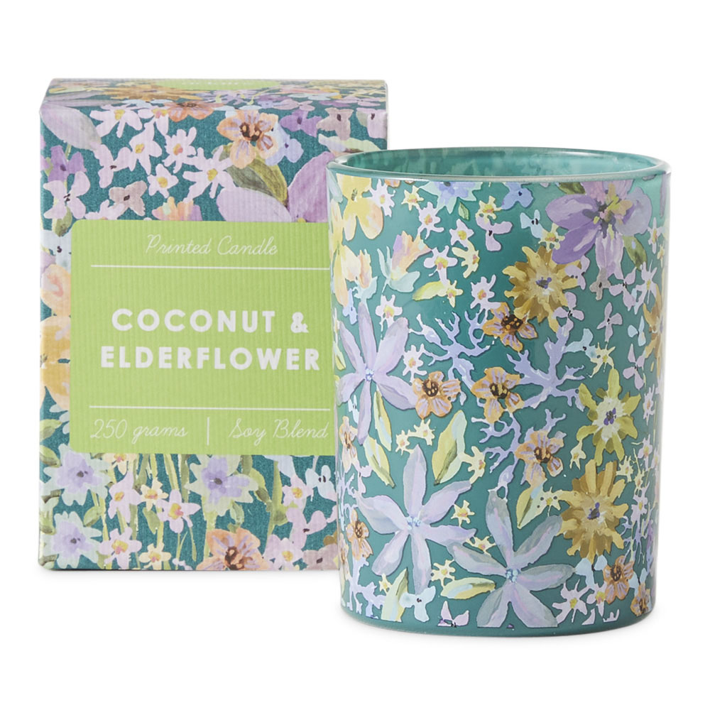 Printed Coconut & Elderflower Candle | Adairs