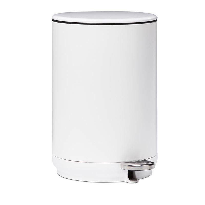 Round White Metal Dust Bin | Adairs