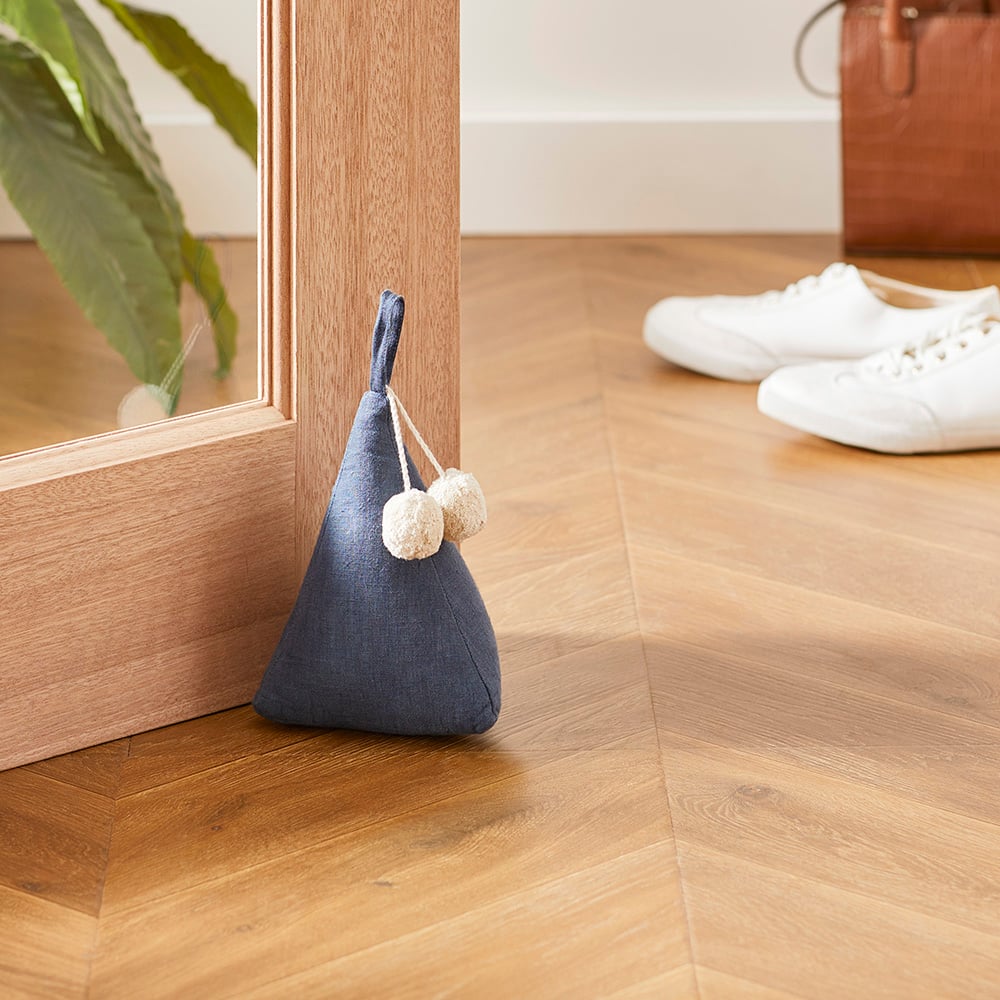Evie Ink Blue Linen Door Stop | Adairs
