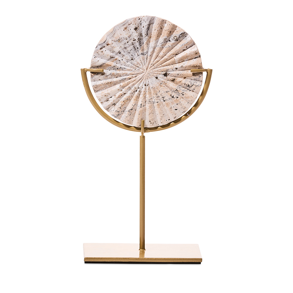Lido Disc Round Travertine Statue | Adairs