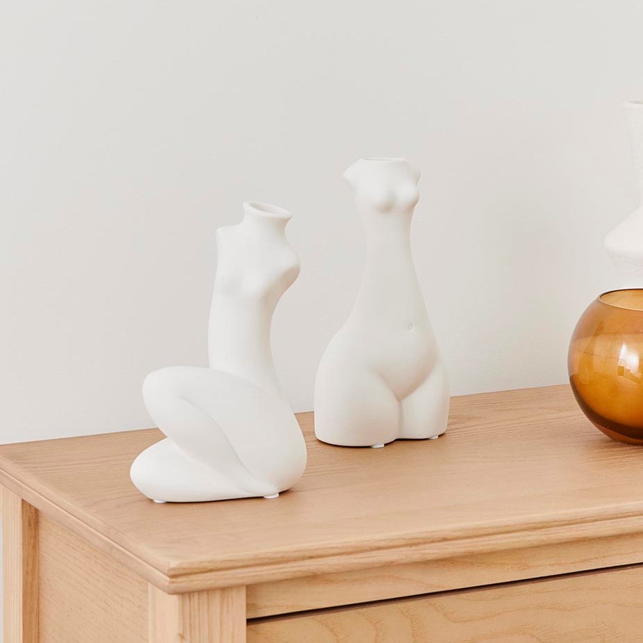 Sitting Body Vase White | Adairs