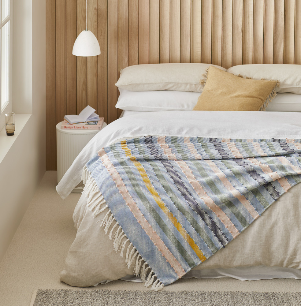 Luca Blue Stripe Throw | Adairs