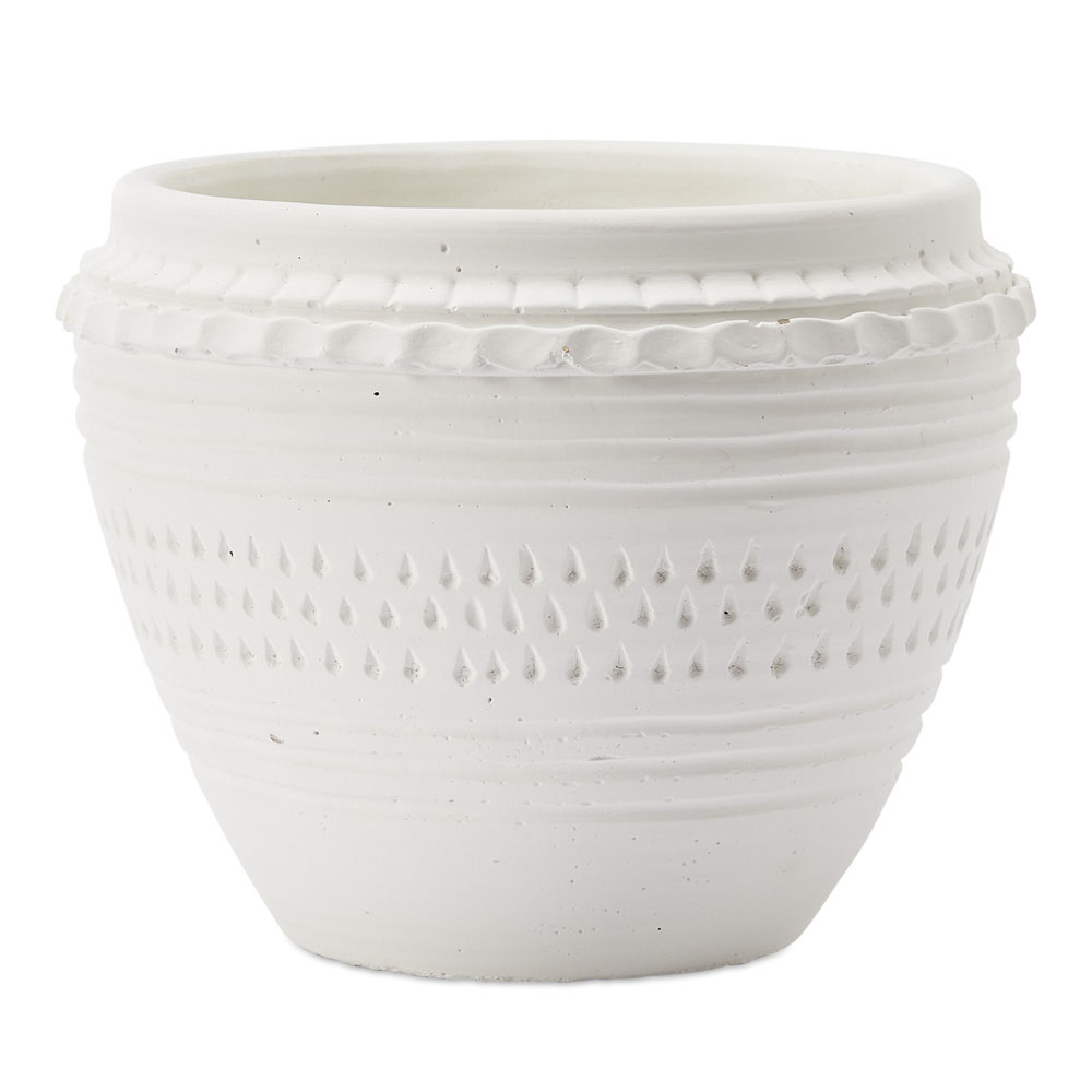 Embossed White Cone Pot | Adairs