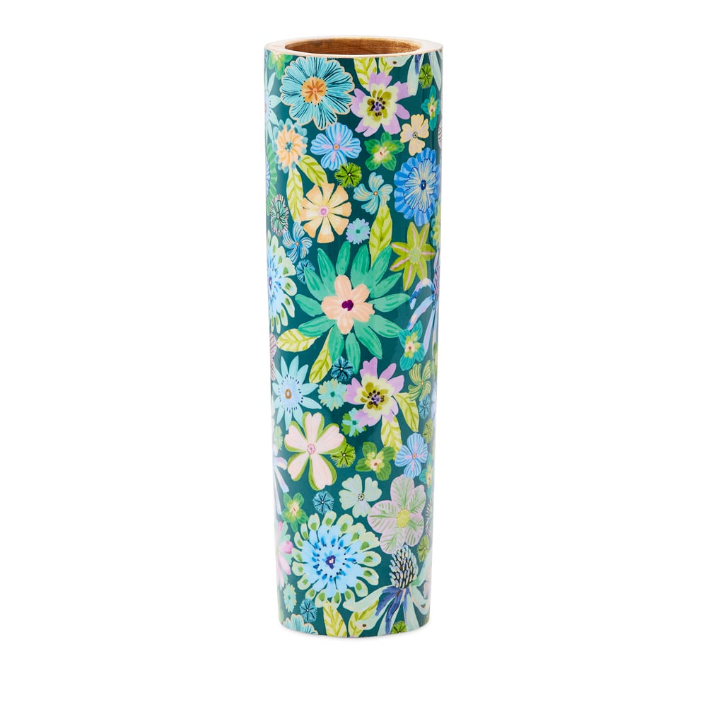 Sia Floral Blue Timber Vase | Adairs