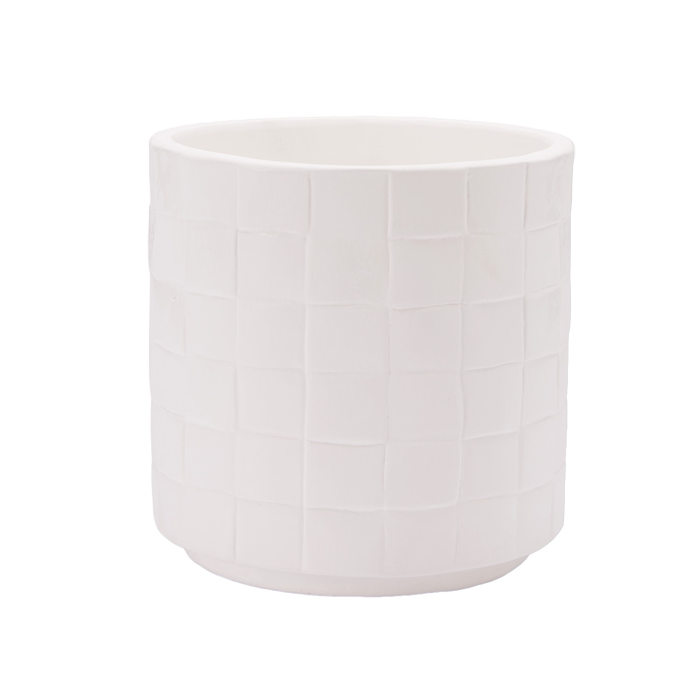 Embossed White Check Pot | Adairs