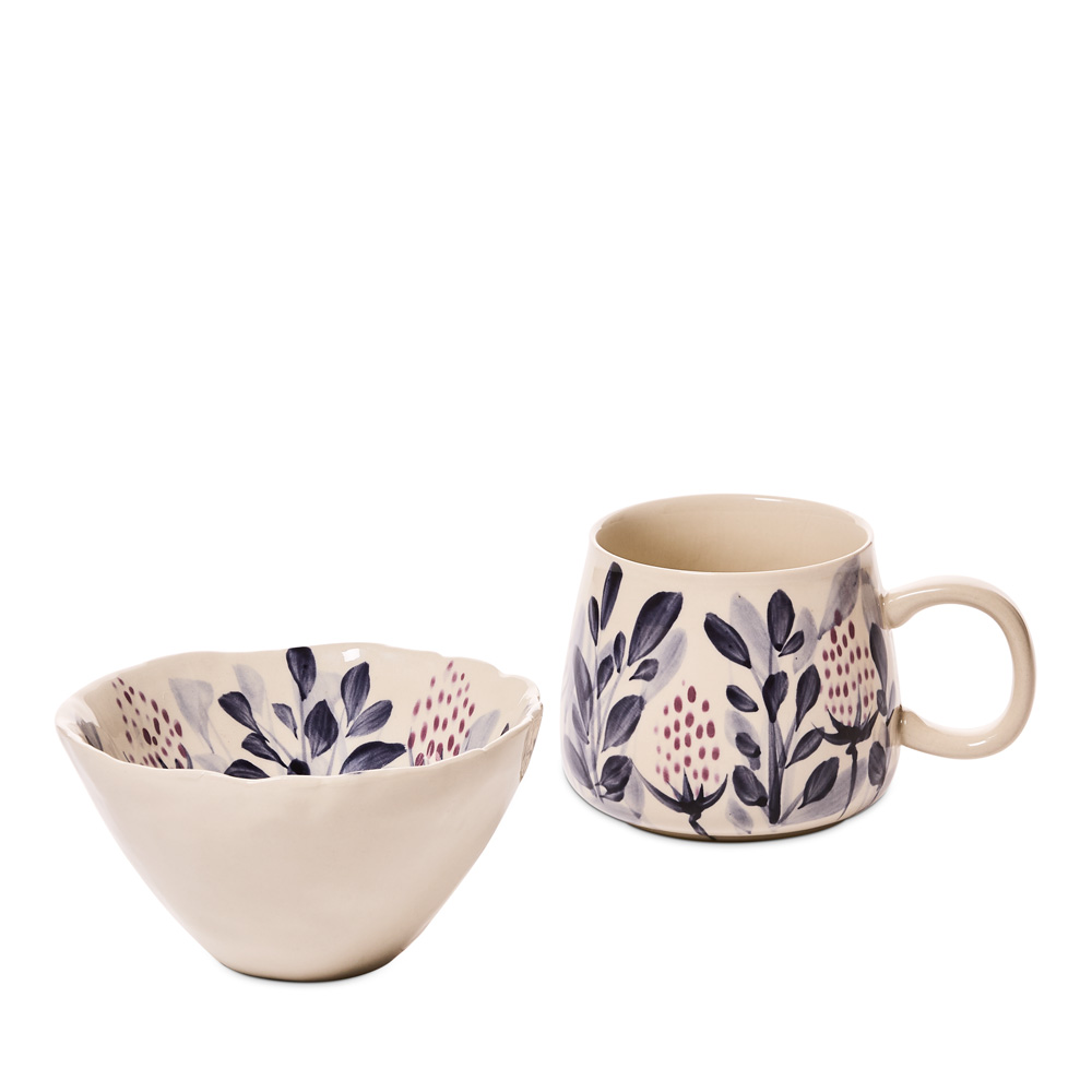 La Fleur Blue Leaves Servingware | Adairs