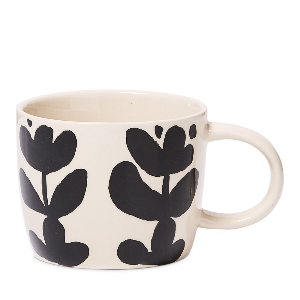 Lola Handpainted Black Leaf Mug | Adairs