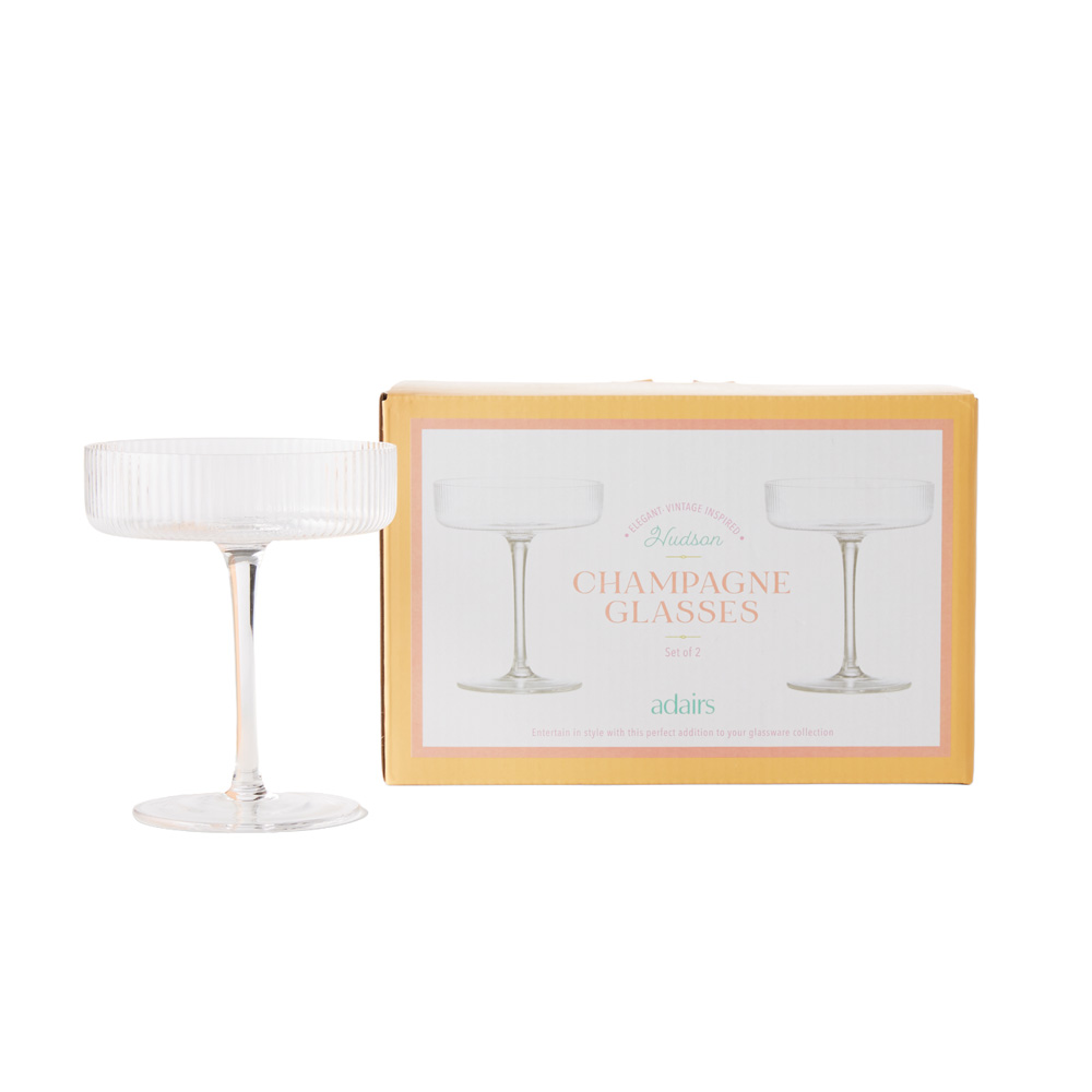 Hudson Clear Champagne Glass Pack of 2 | Adairs