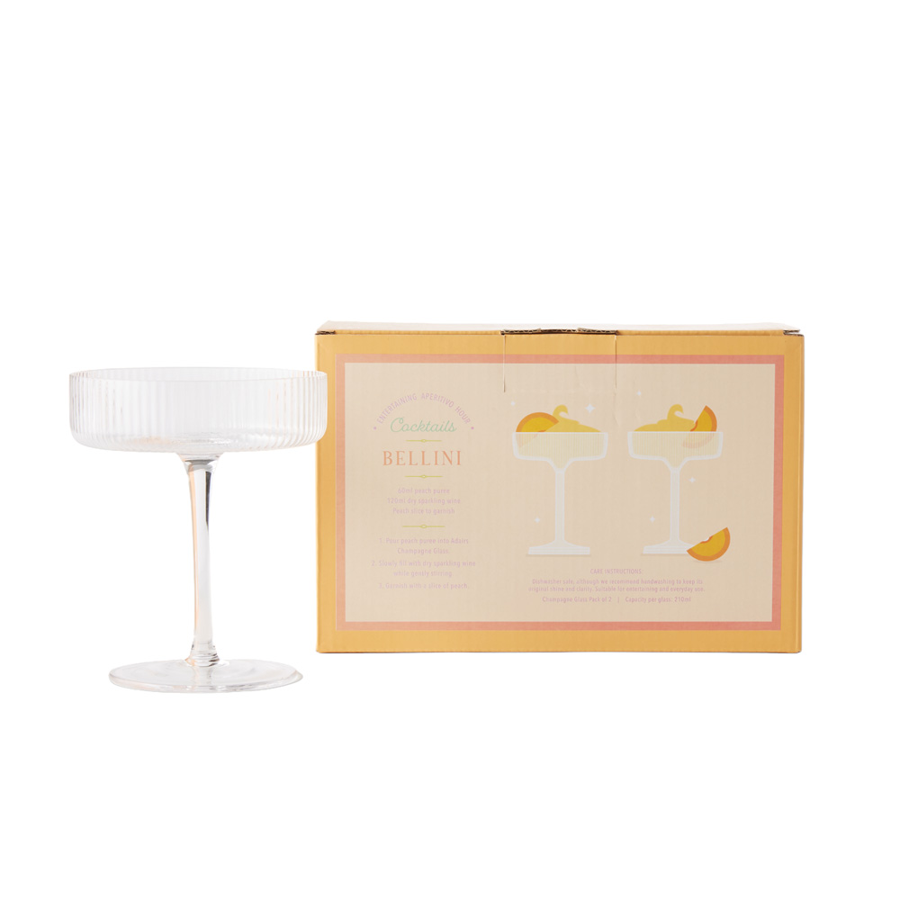 Hudson Clear Champagne Glass Pack of 2 | Adairs