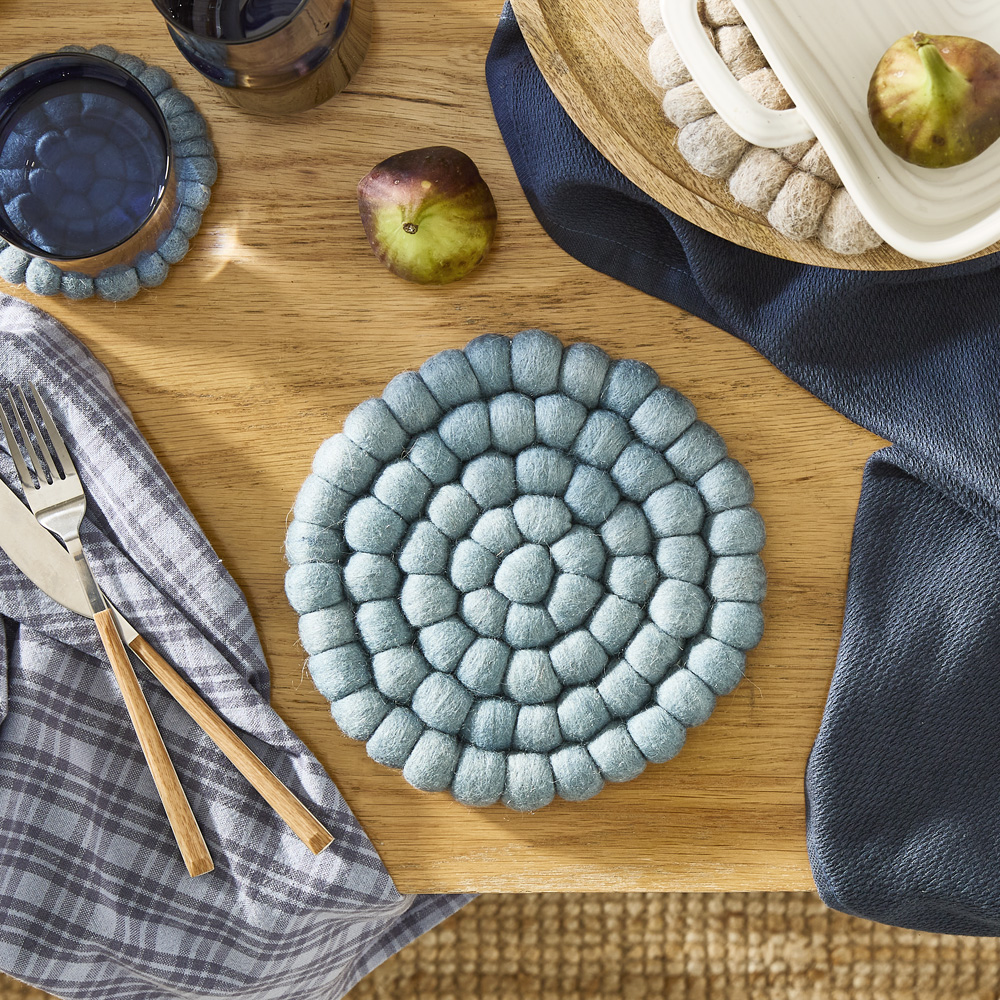 New Zealand Sky Blue Wool Trivet | Adairs
