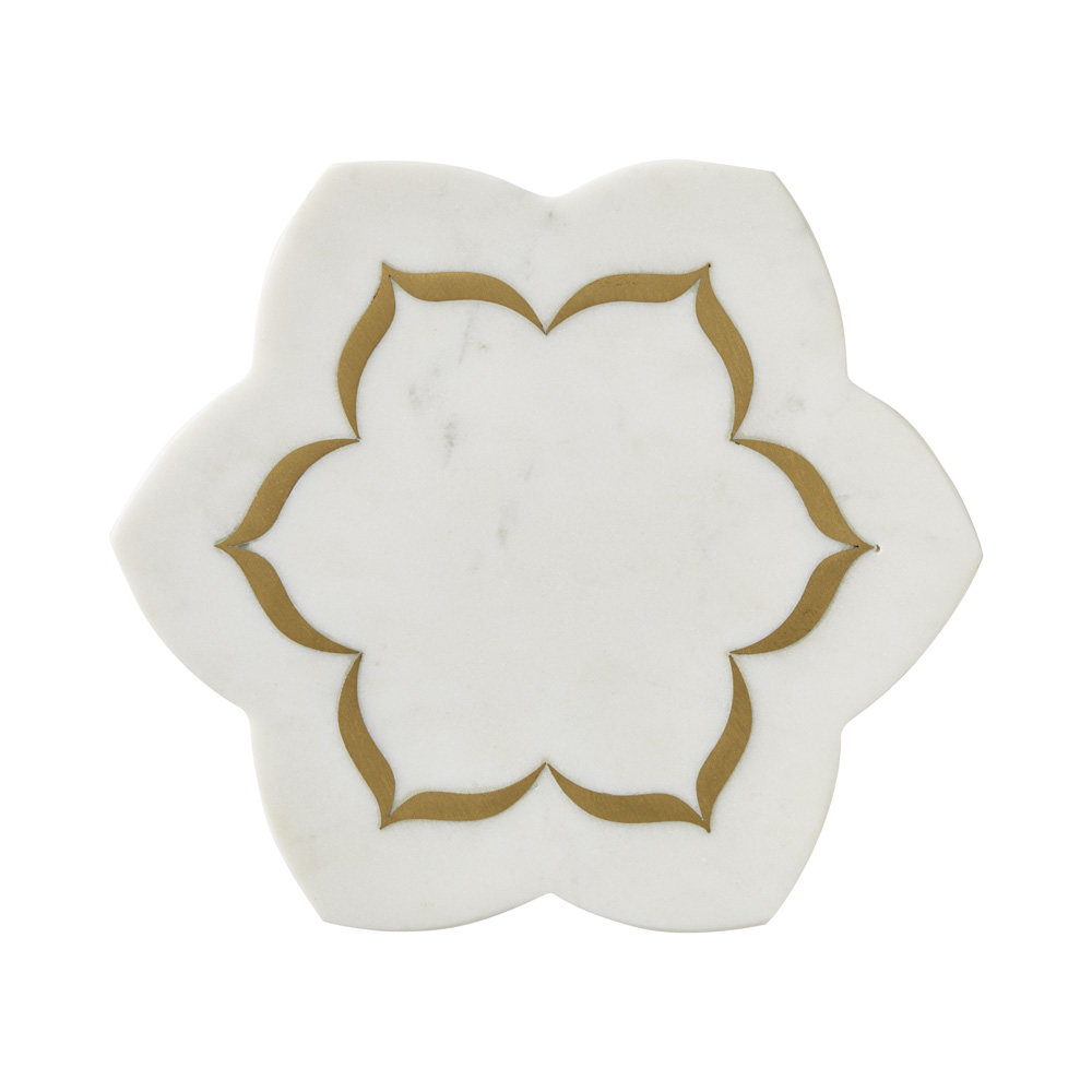 Flower Star White & Gold Marble Trivet | Adairs
